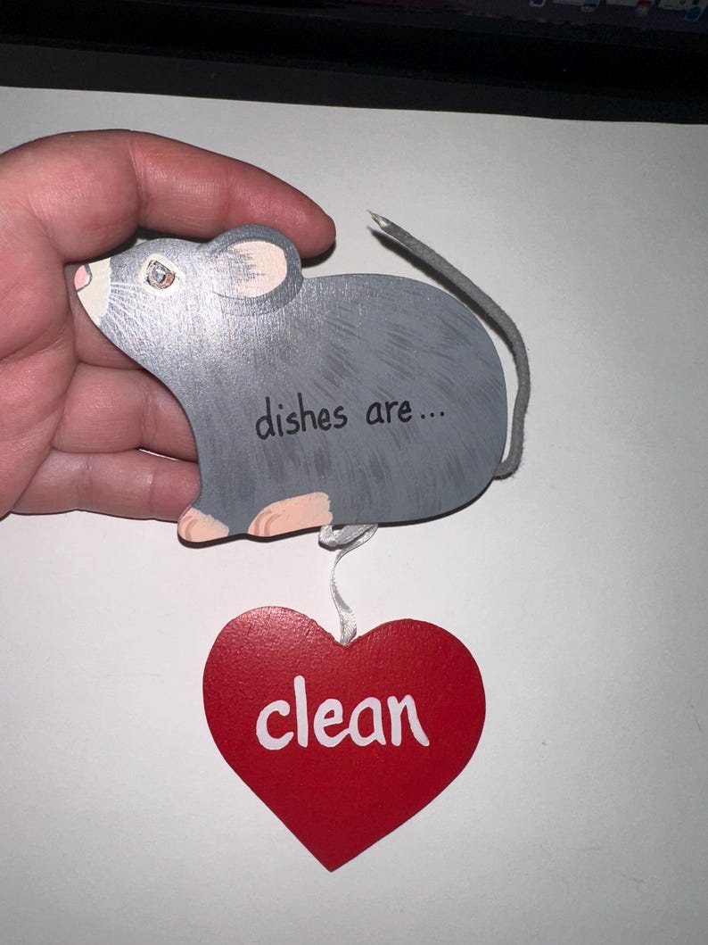Whimsical Mouse Dishwasher Notification Kitchen Decor Magnet Dishes ...