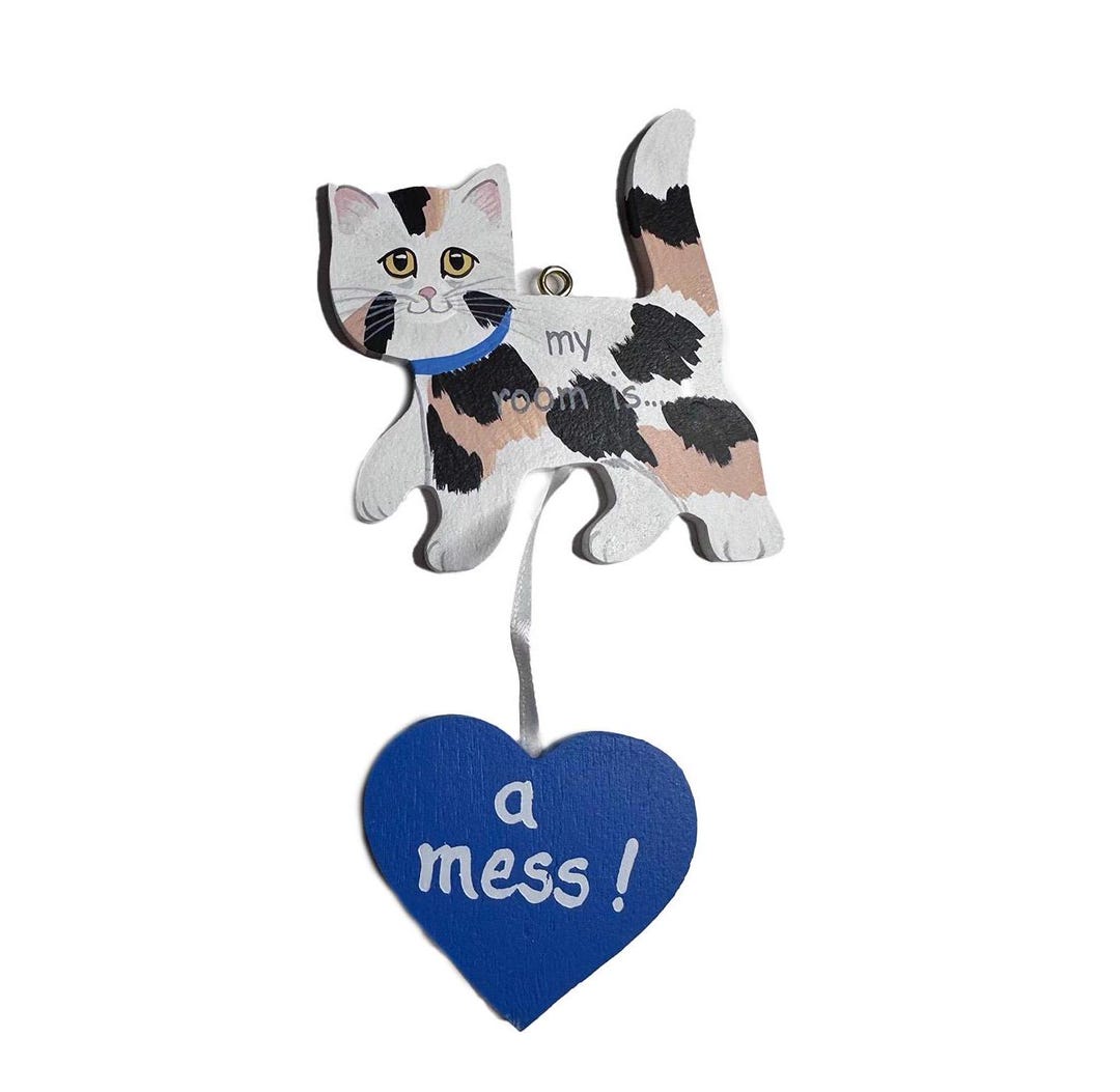 Reversible Cat Door Sign for Clean or A Mess Indicator for Kids Room ...