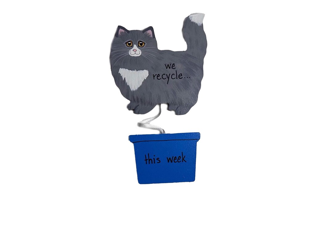 Recycle Sign Persian Cat Wooden Fridge Magnet: Eco-friendly Recycling ...