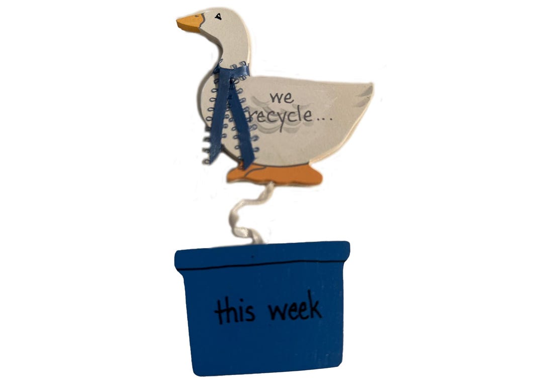 Recycle Sign Eco-friendly Light Blue Wooden Duck Fridge Magnet - Cute ...