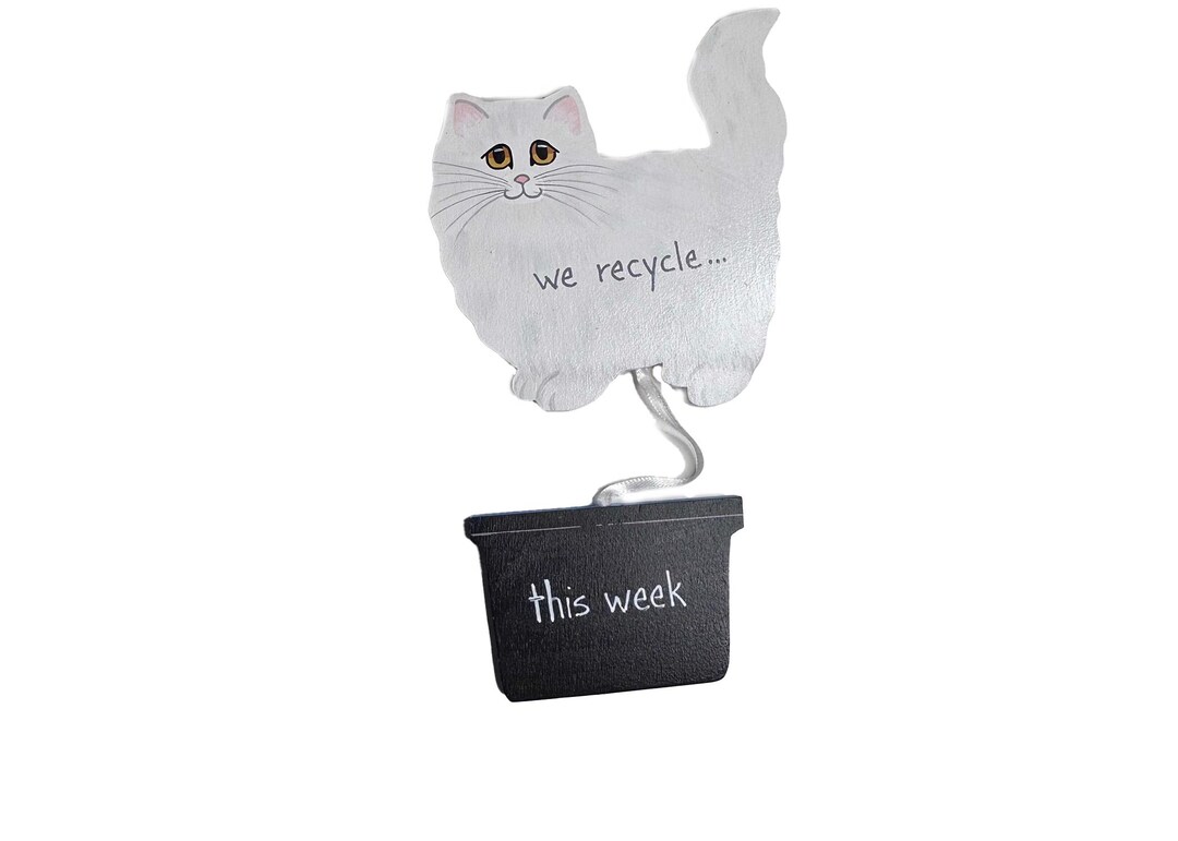 White Persian Cat Recycling Flip Sign Wooden Fridge Magnet - Etsy
