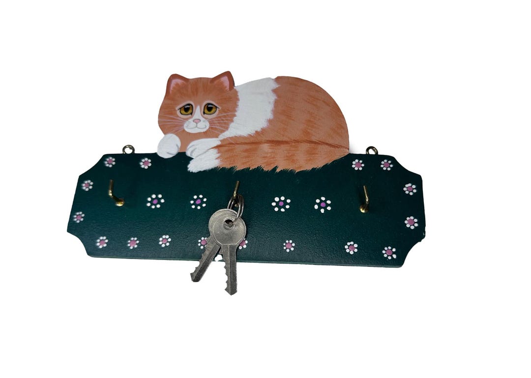 Rustic Cat Silhouette Key Organizer Wall-mounted Decor Accent for Key ...