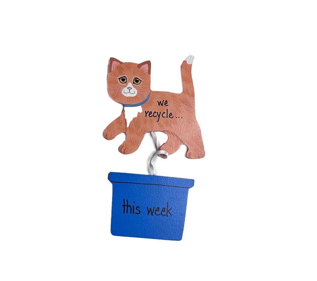 Recycle Sign Orange Cat Flip Sign Fridge Magnet: Eco-friendly Kitchen ...