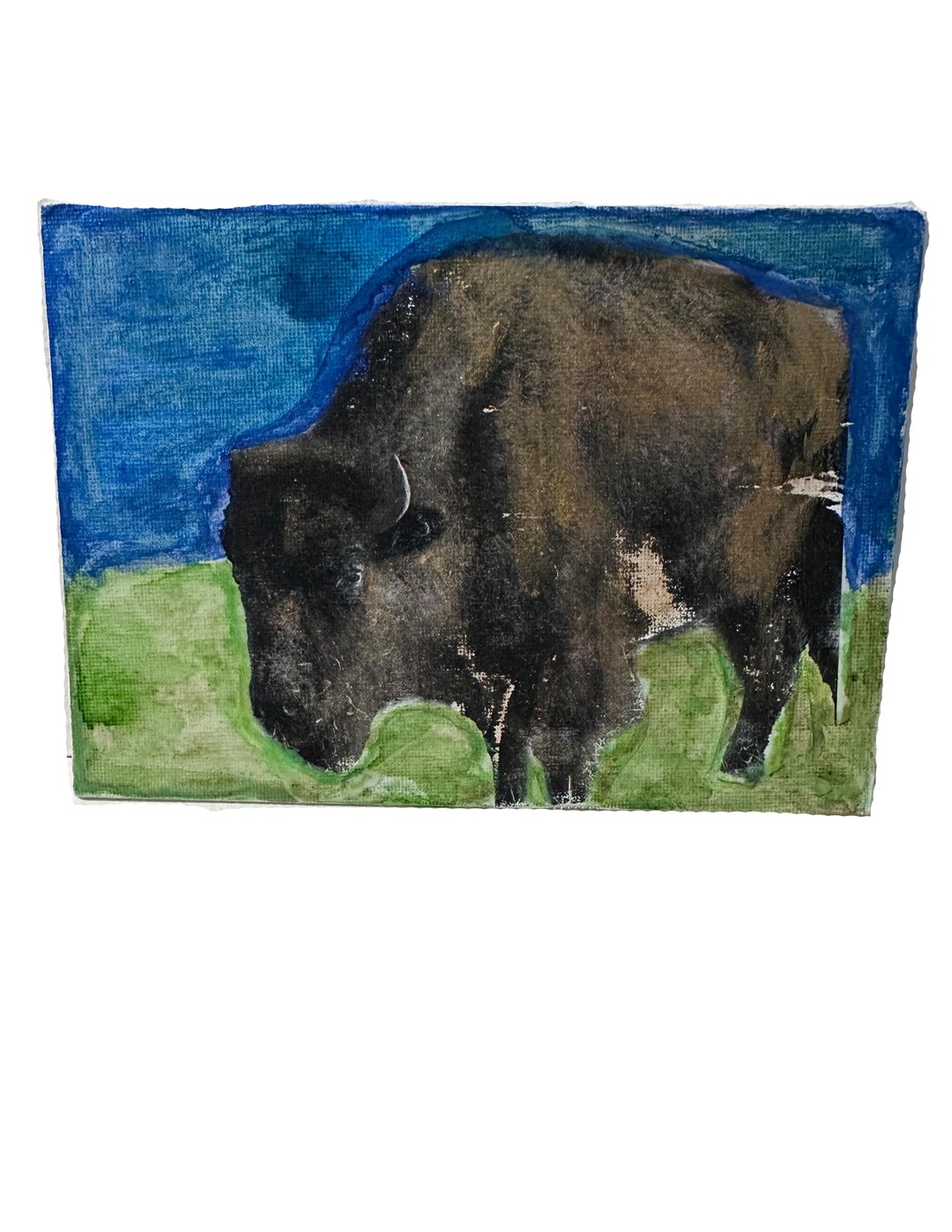 Spirit of the Plains: Hand-painted Bison Art, Small Acrylic Masterpiece ...