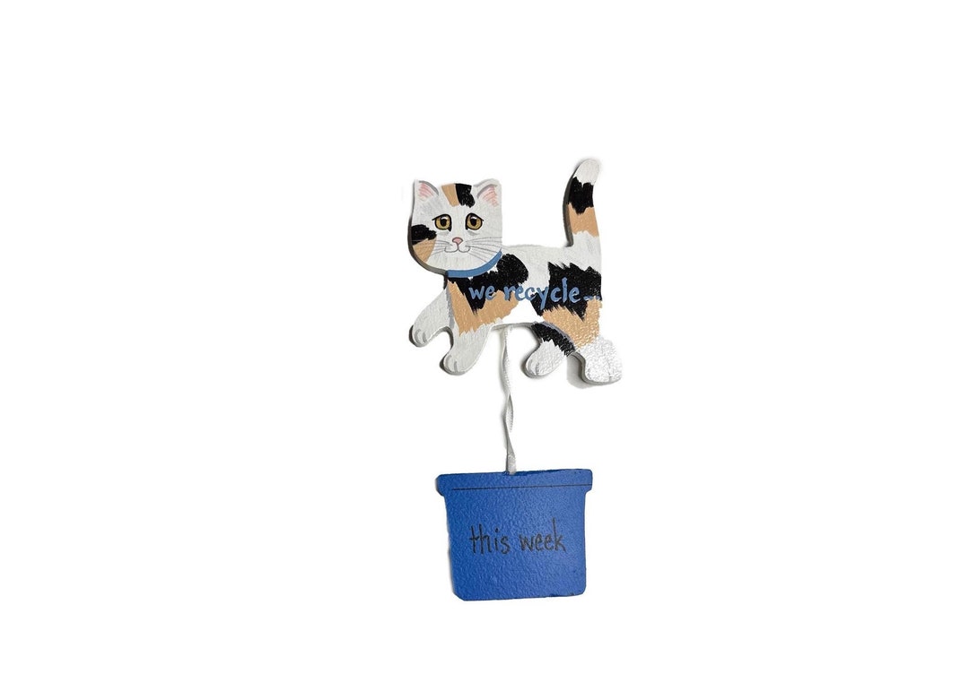Recycle Sign Calico Cat Wooden Flip Sign: Fridge Recycling Reminder and ...
