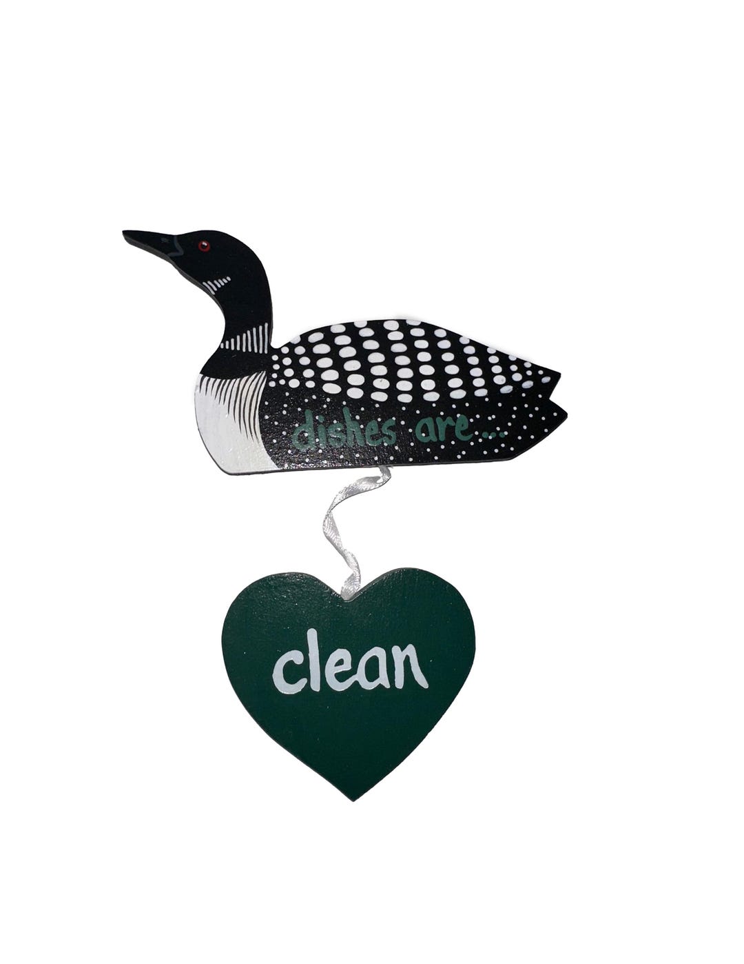 Wildlife Themed Wooden Loon Magnet Sign for Dishes Clean or Dirty ...