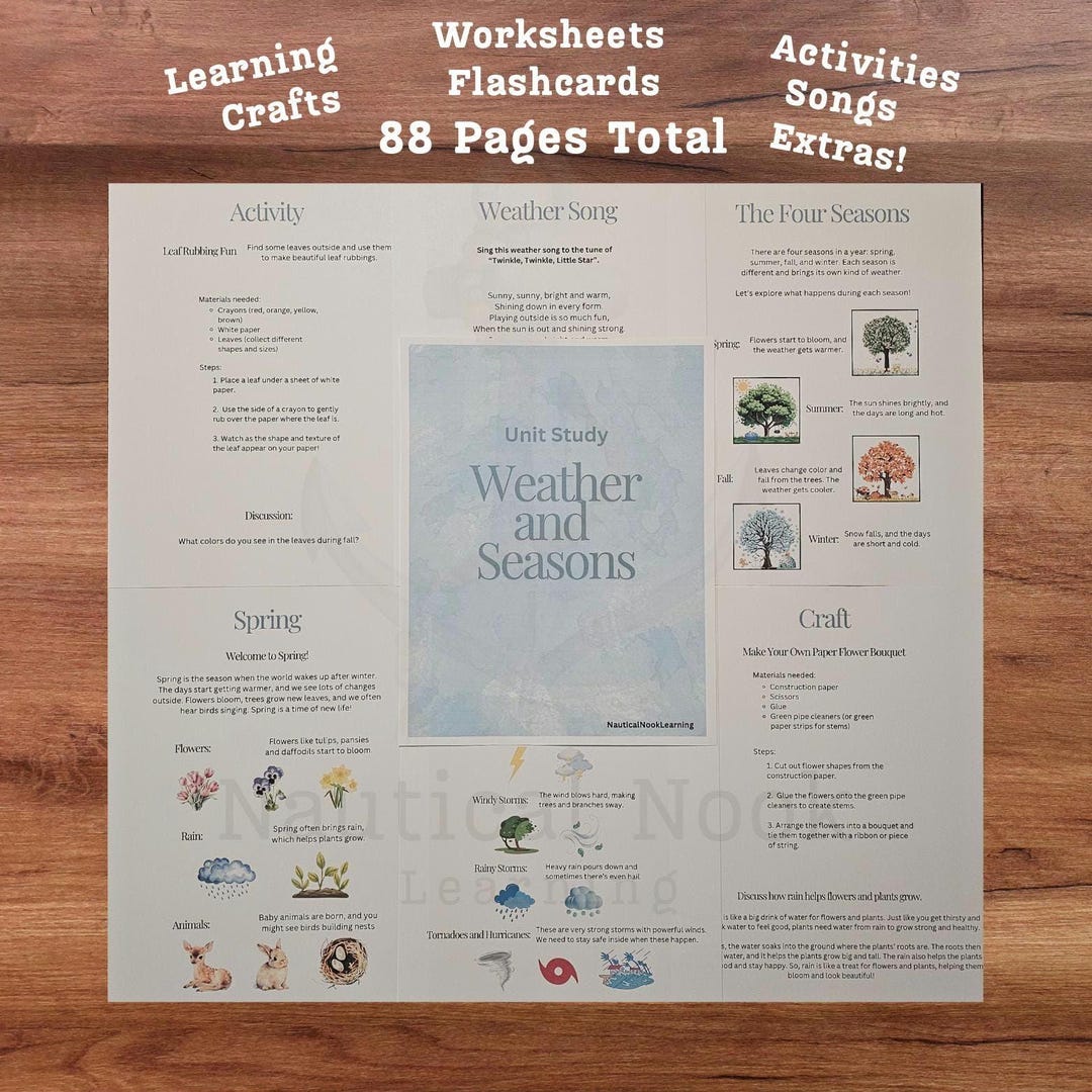 Unit Study: Weather and Seasons Bonus Download - Etsy
