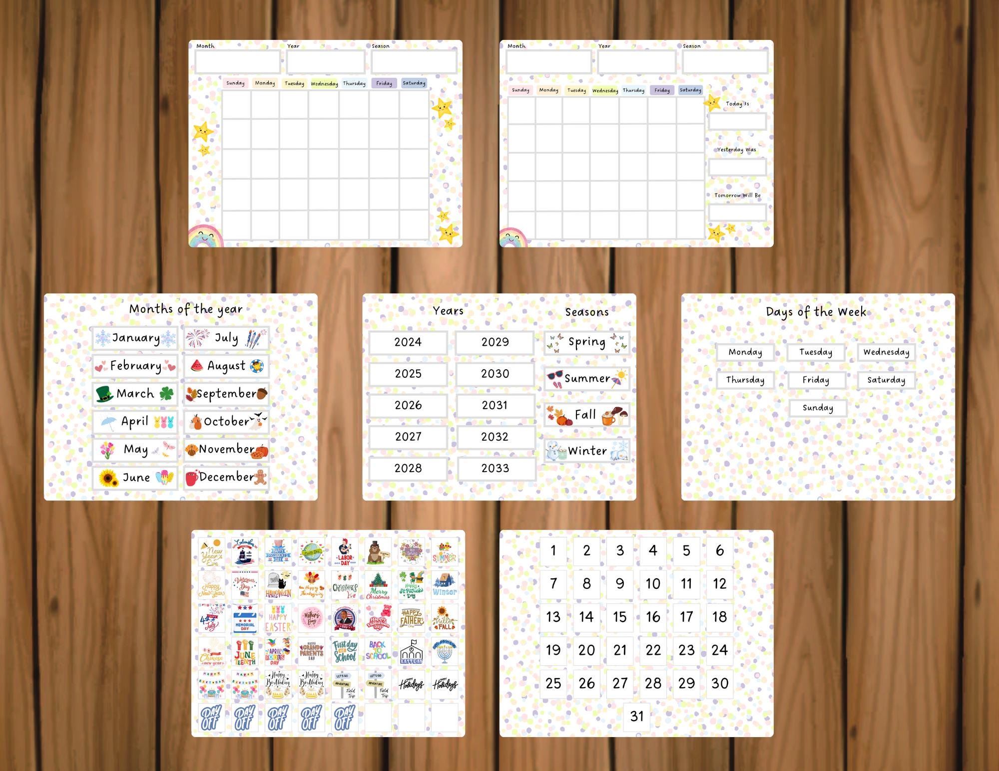 Children's Interactive Printable Calendar - Etsy