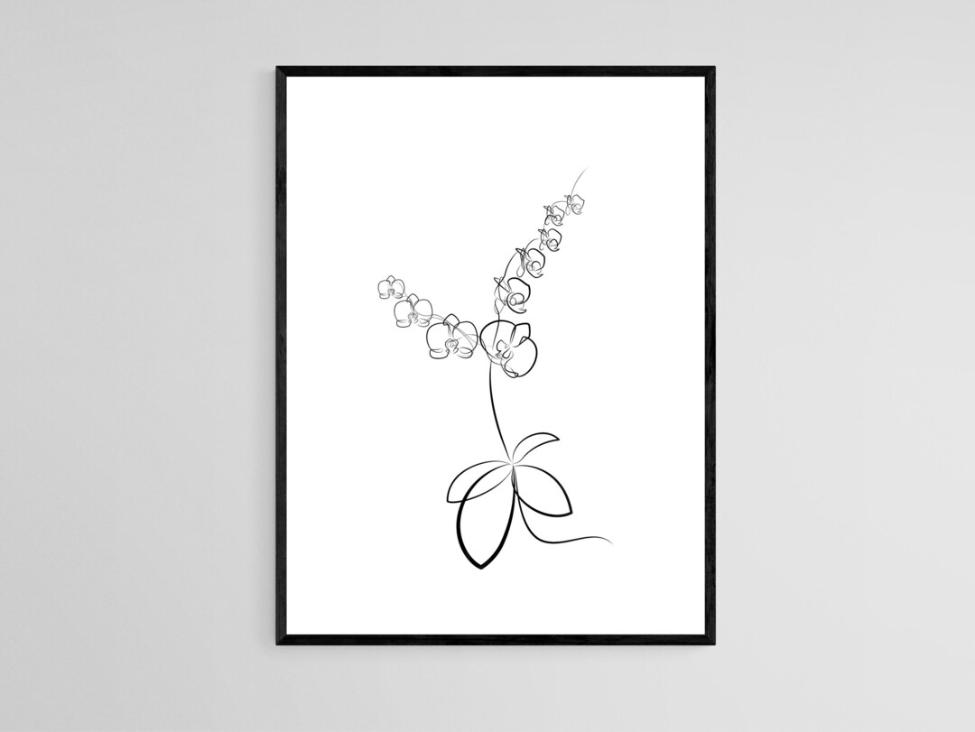 Minimalist Printable Orchid Art - One Line Botanical Flower Drawing - Etsy