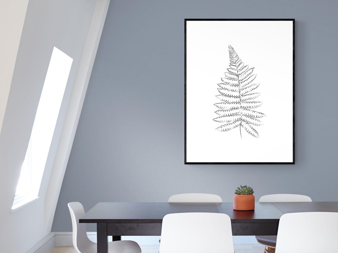 Minimalist Fern Line Art Print: Modern Botanical Drawing (digital ...