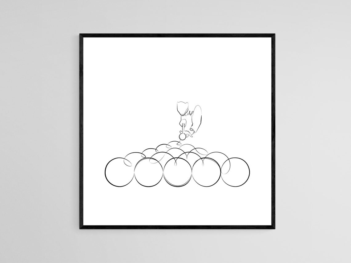 One Line Billiards Art Print. Minimalist Pool Player Drawing - Etsy