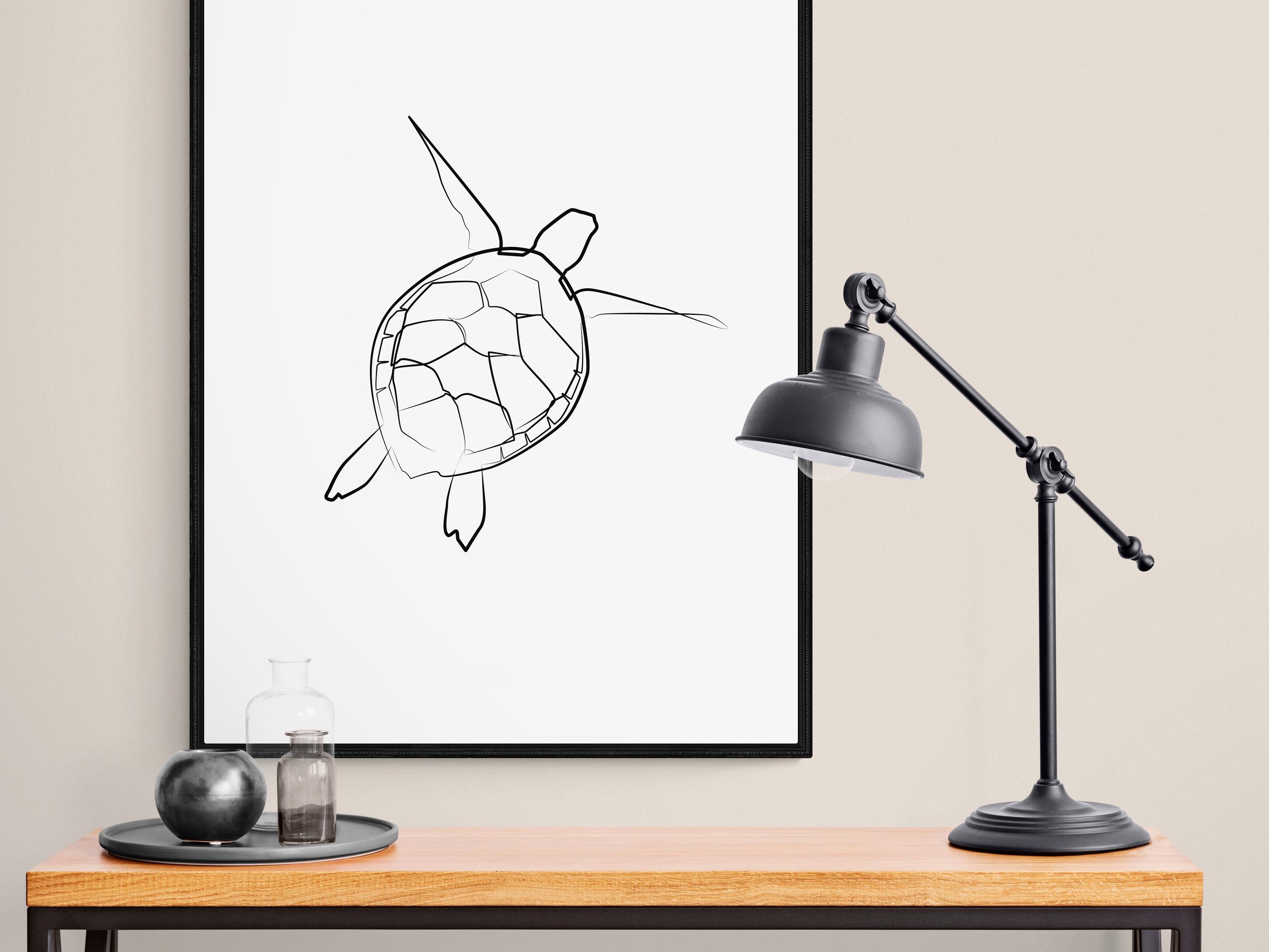 Minimalist Printable One Line Art of Sea Turtle for Modern Wall Decor ...
