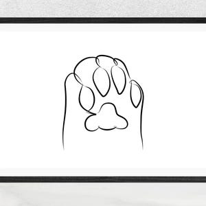 Minimalist Cat Paw Line Art Print - Whimsical Animal Decor for Cat ...