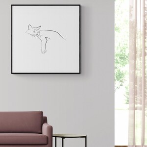 Minimalist Lazy Cat Printable, Modern Single Line Art Drawing for Wall ...