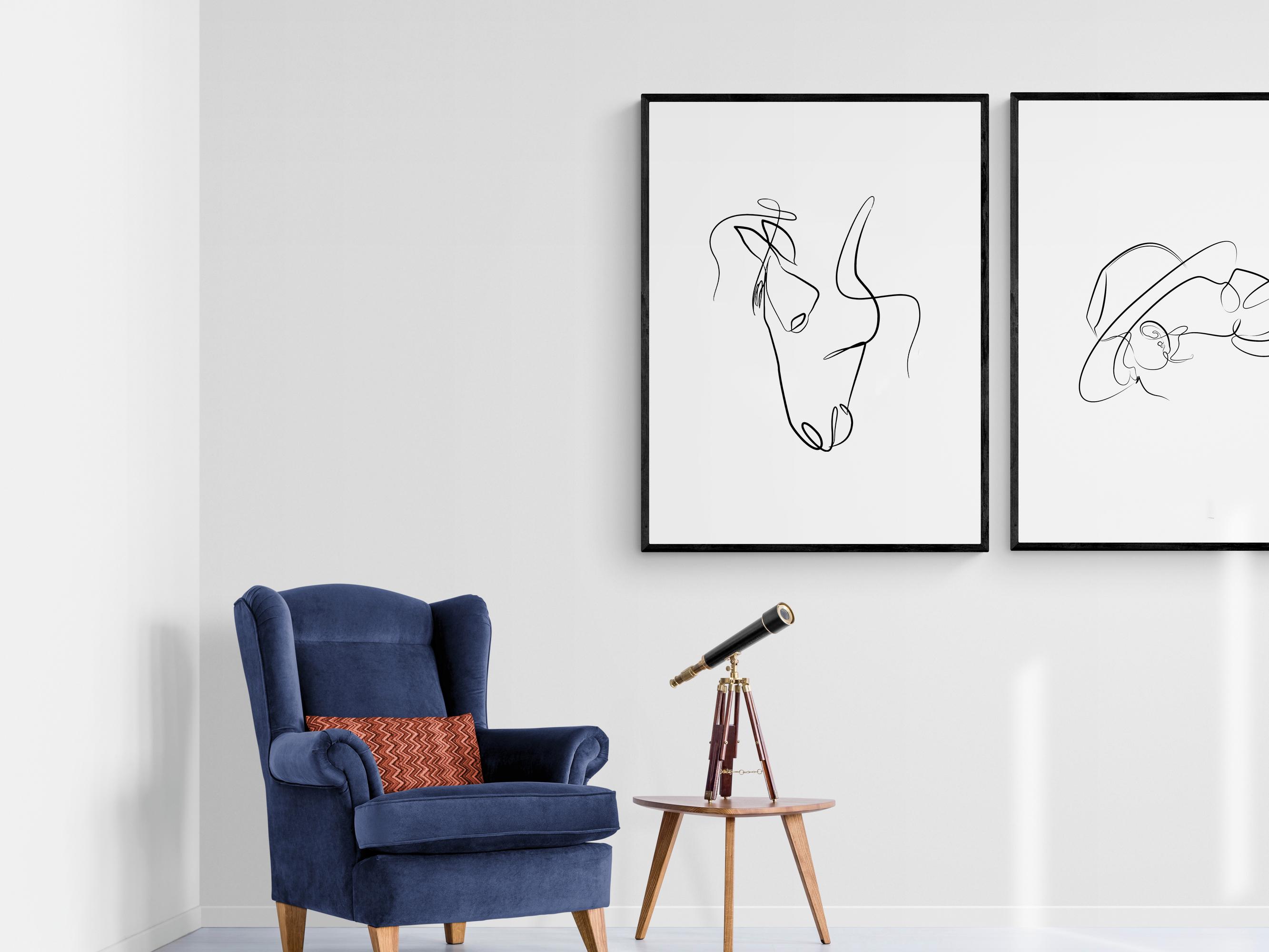 Abstract Horse Head Line Drawing Printable Art for Instant Download - Etsy