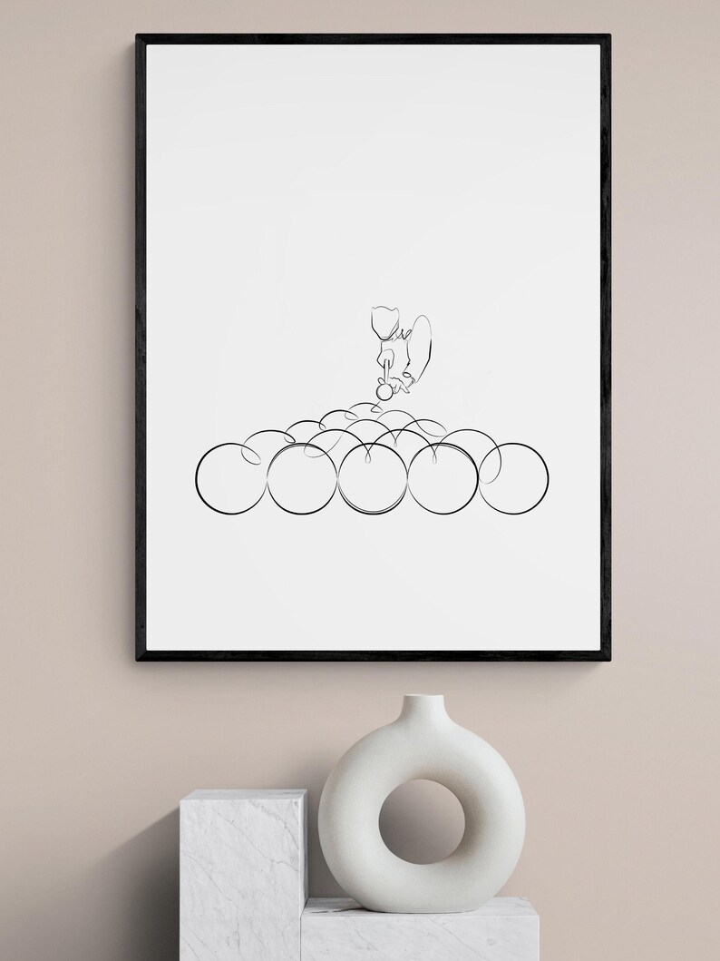 One Line Billiards Art Print. Minimalist Pool Player Drawing - Etsy