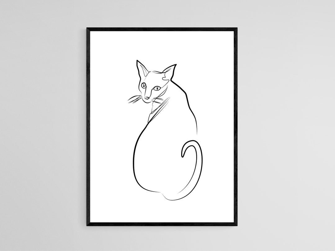 Abstract Single Line Cat Drawing, Cornish Rex Printable Art Decor - Etsy
