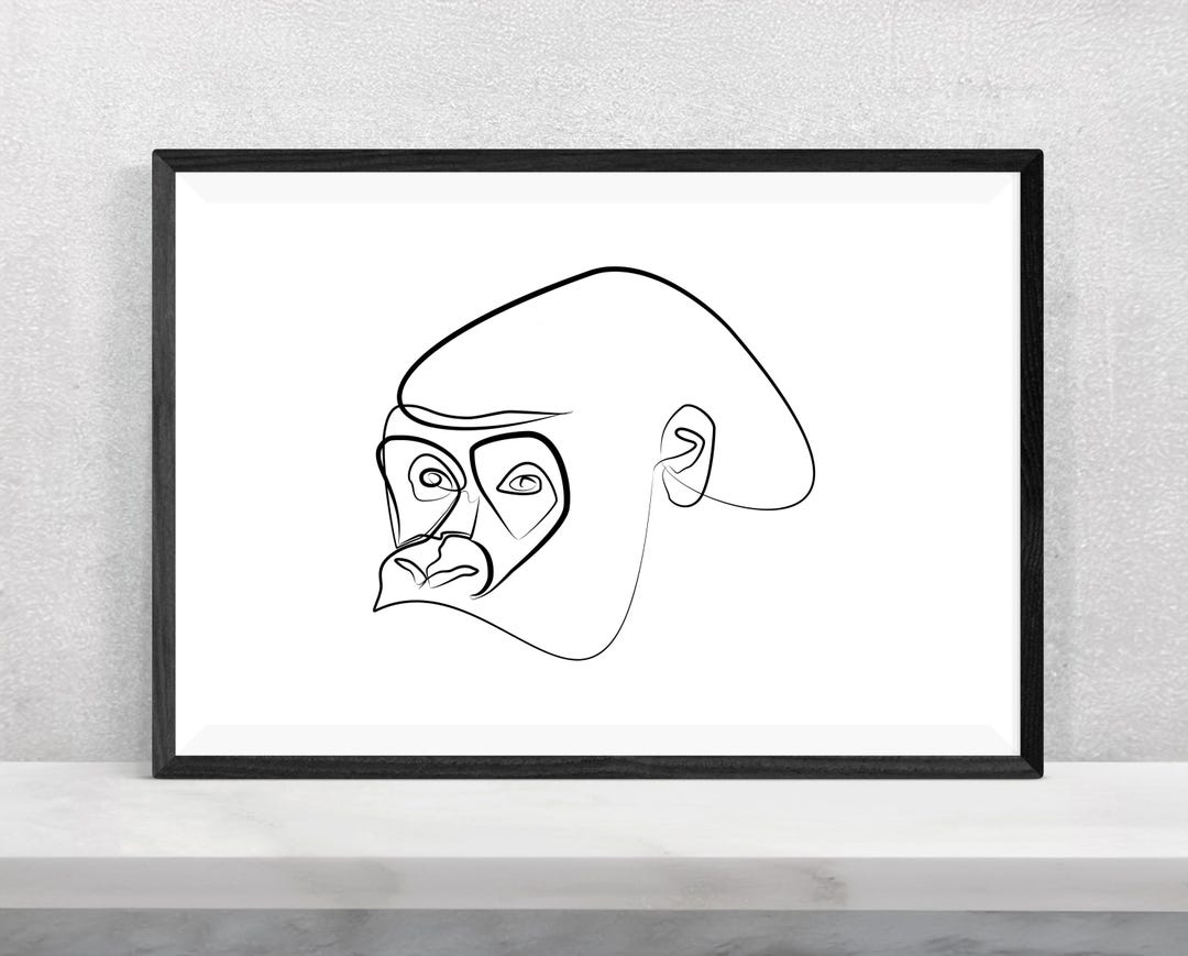 Minimalist Gorilla Monkey One Line Abstract Art Illustration - Etsy