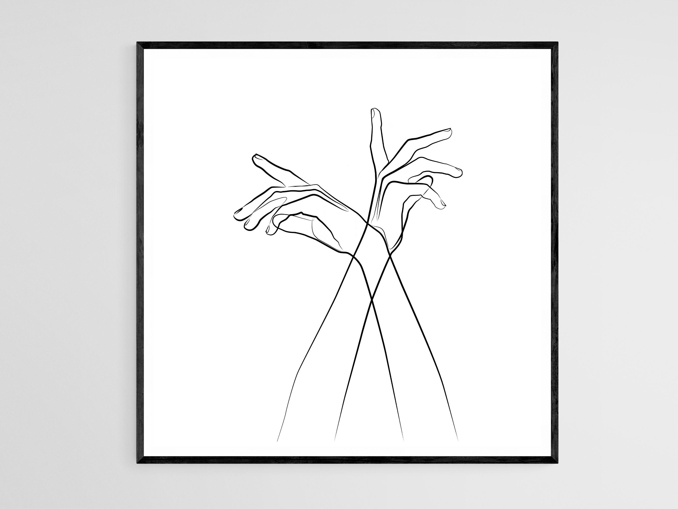 Minimalist Female Hand Line Art - Large Abstract Drawing Wall Decor - Etsy