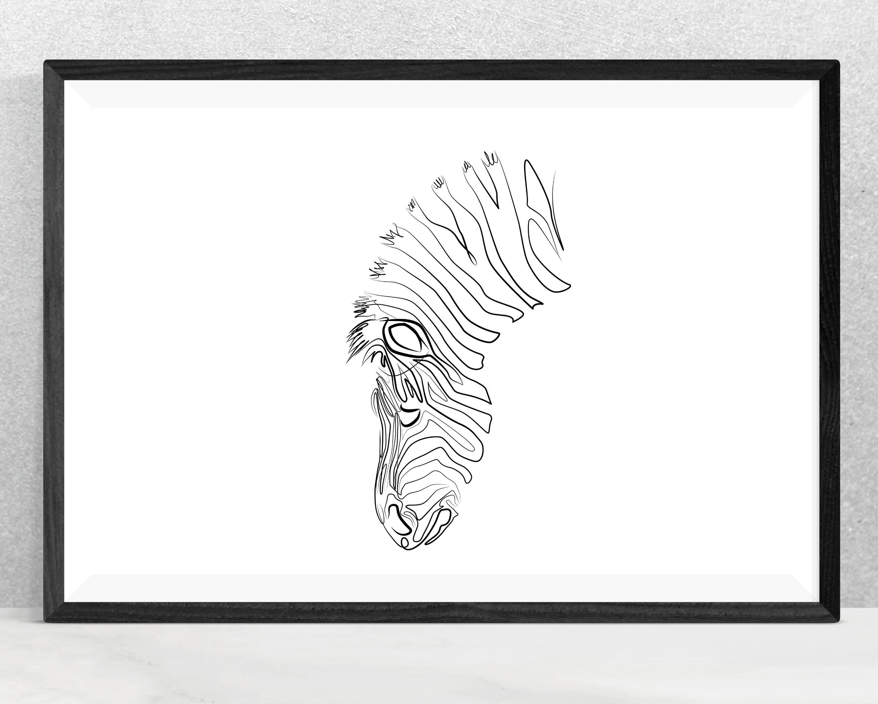 Printable Zebra Line Art. Minimalist African Animal Print - Etsy