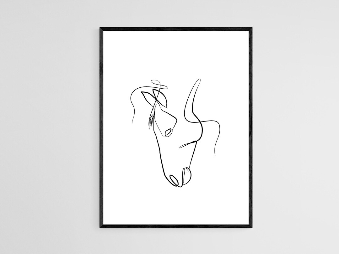 Abstract Horse Head Line Drawing Printable Art for Instant Download - Etsy