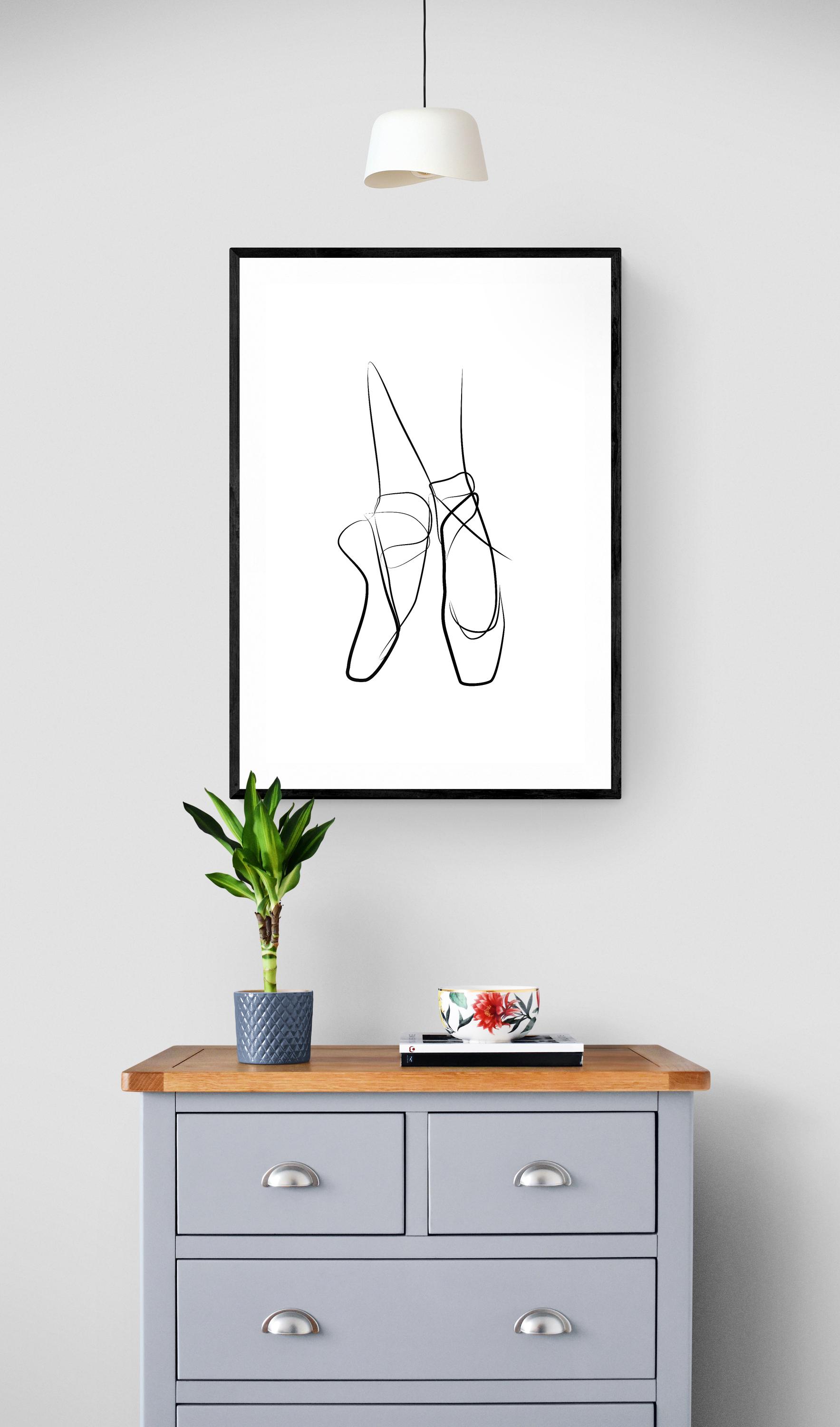 Ballet Pointe Shoes Printable One Line Art. Ballet Dancer One Line ...