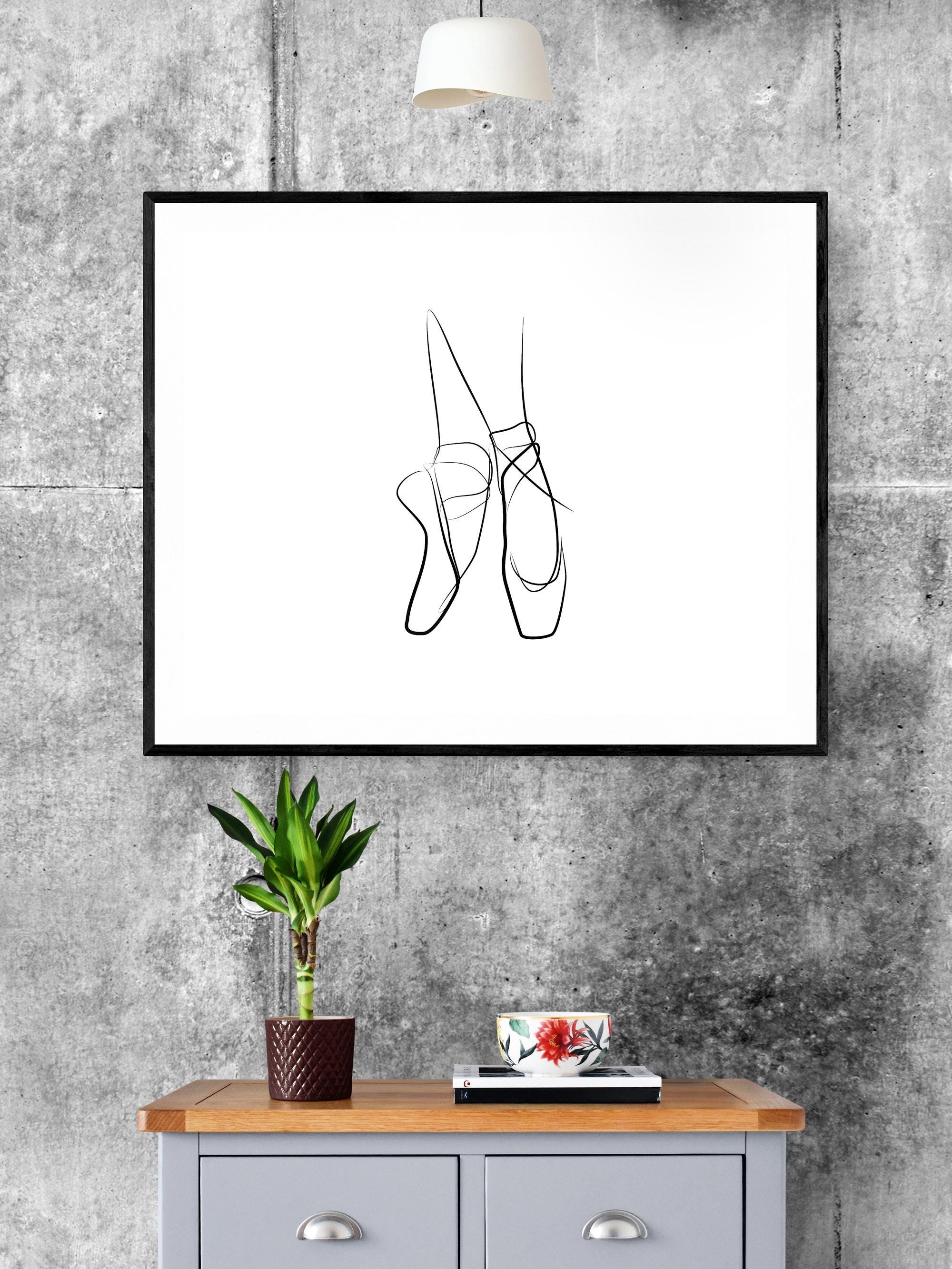 Ballet Pointe Shoes Printable One Line Art. Ballet Dancer One Line ...