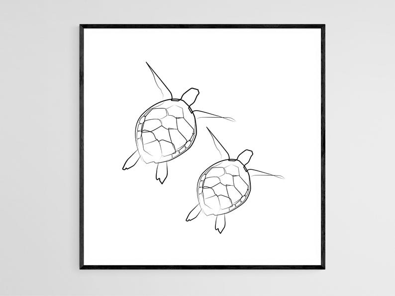 Modern Minimalist Sea Turtle Line Art Printable for Home or Office ...