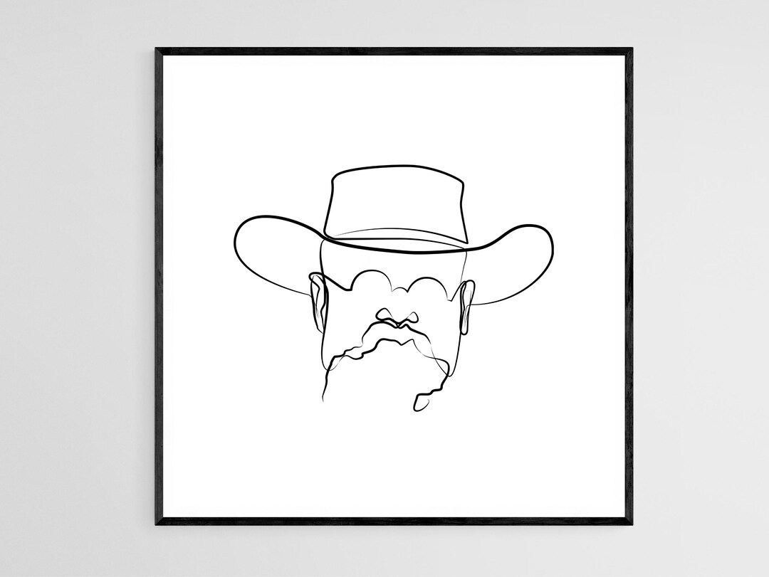 Printable Cowboy One Line Art Minimalist Illustration Wall Decor - Etsy