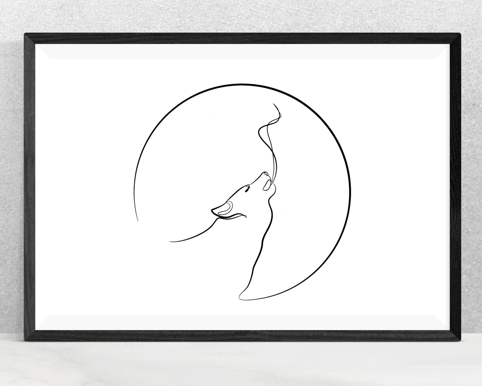 Minimalist One Line Wolf Drawing, Downloadable Digital Animal Art Print ...