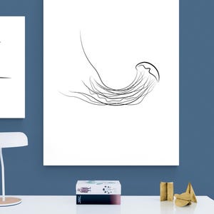 Printable Jellyfish Wall Art: Minimalist Single Line Sea Life Drawing ...