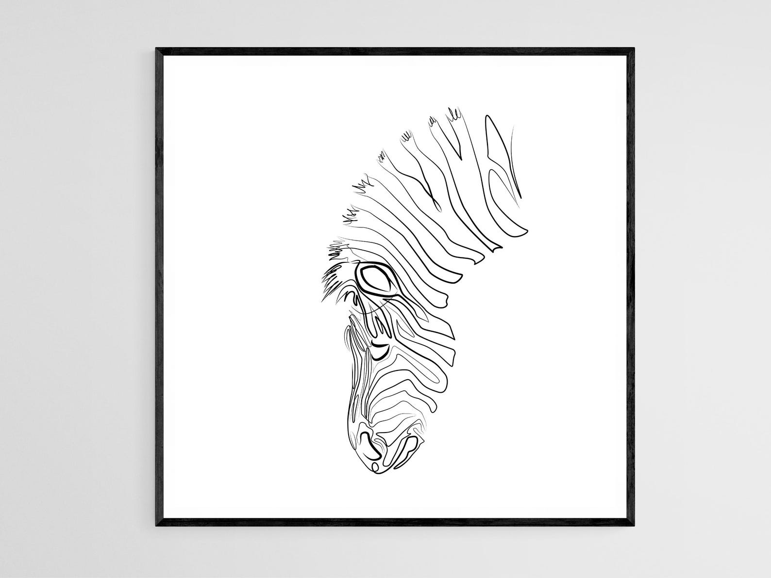 Printable Zebra Line Art. Minimalist African Animal Print - Etsy