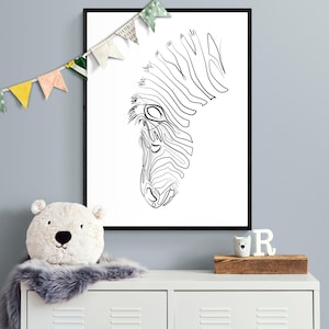 Printable Zebra Line Art. Minimalist African Animal Print - Etsy