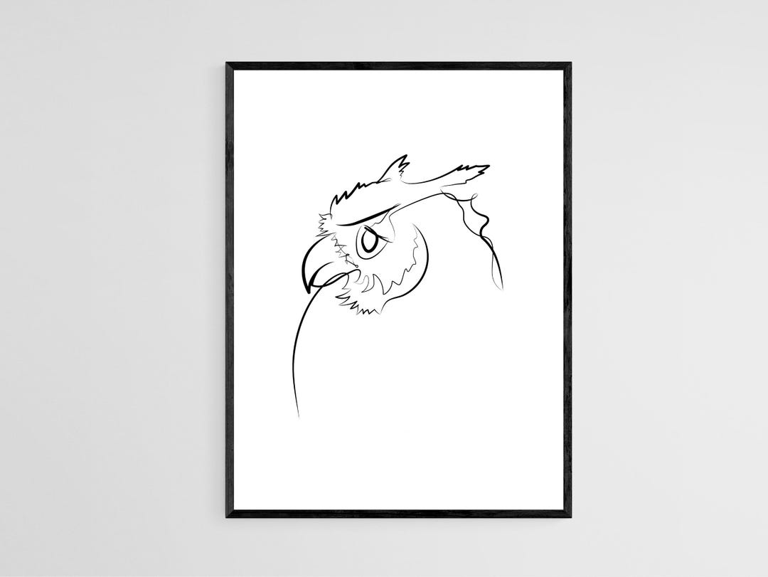 Minimalist Eagle Owl One Line Drawing – Printable Large Wall Art of Bird - Etsy