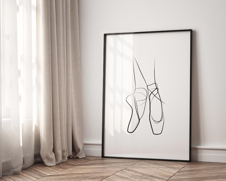 Ballet Pointe Shoes Printable One Line Art. Ballet Dancer One Line ...