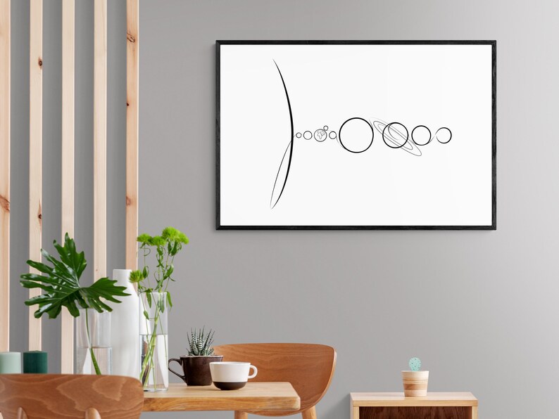 Solar System Line Art Print: Minimalist Planets Wall Decor (digital ...