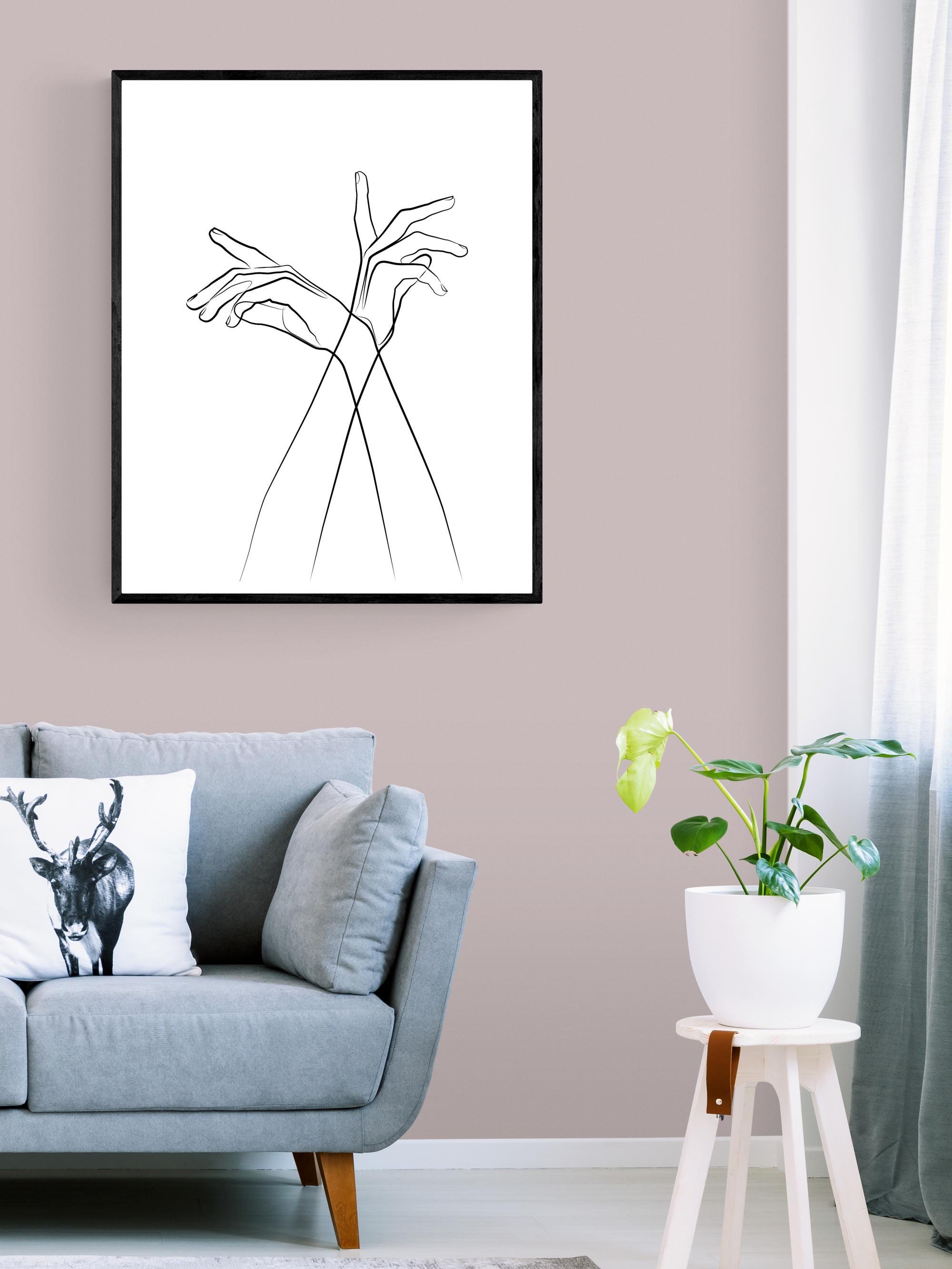 Minimalist Female Hand Line Art - Large Abstract Drawing Wall Decor - Etsy