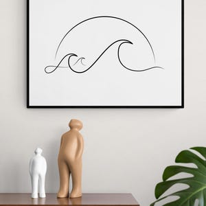 Minimalist Wave Art Print: One Line Ocean Drawing (digital Download) - Etsy