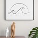 Printable One Line Drawing of Waves and Sun. One Line Art of Ocean ...