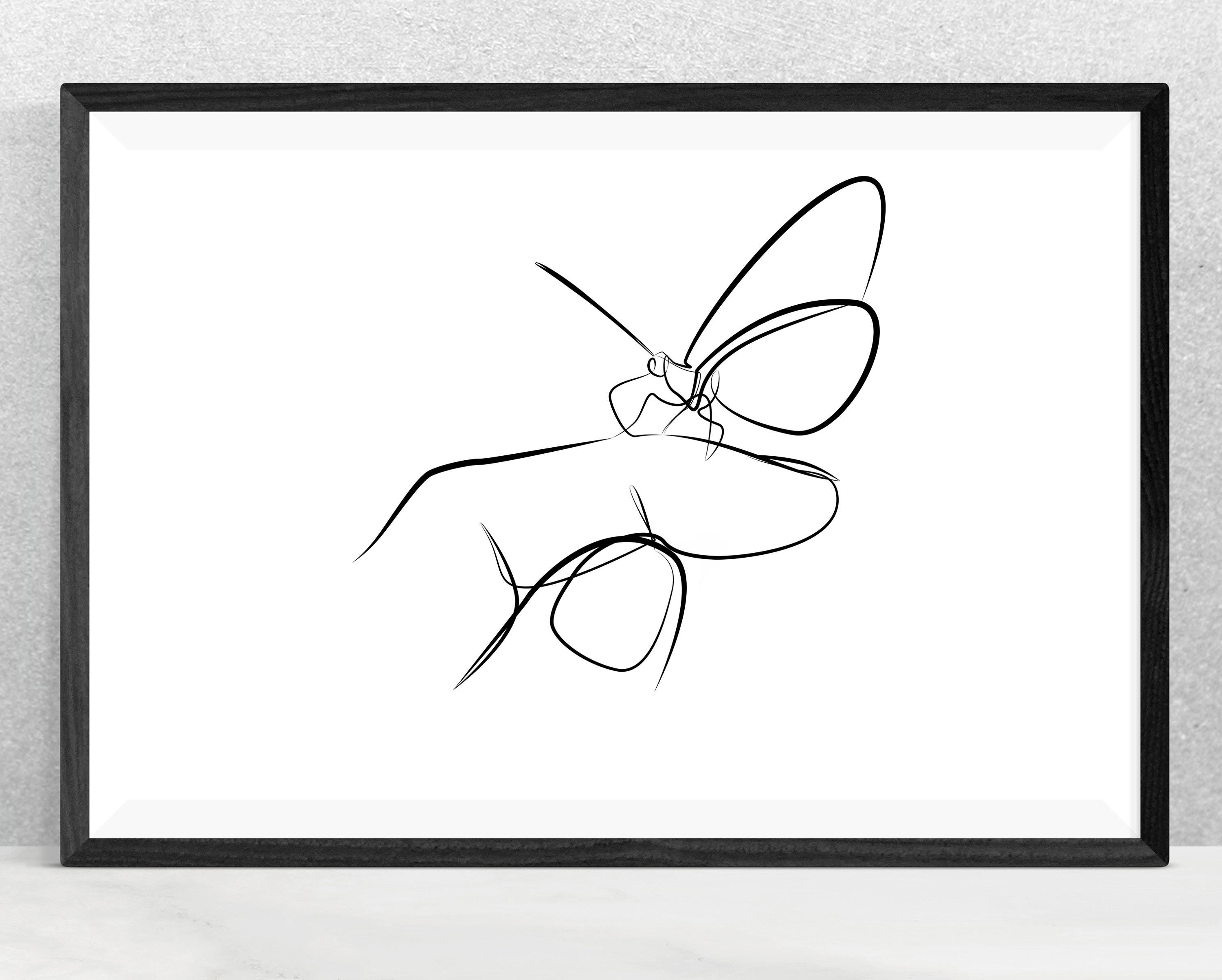 Printable Butterfly Line Art. Hand and Wings Drawing - Etsy
