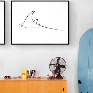 Stylish Printable Minimalist Stingray Line Art for Modern Décor - Etsy