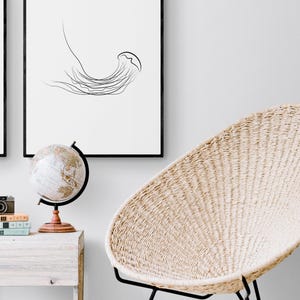 Printable Jellyfish Wall Art: Minimalist Single Line Sea Life Drawing ...