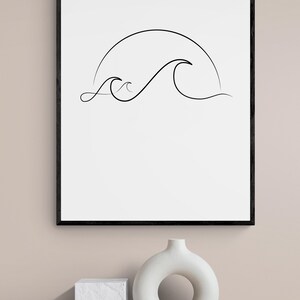 Minimalist Wave Art Print: One Line Ocean Drawing (digital Download) - Etsy
