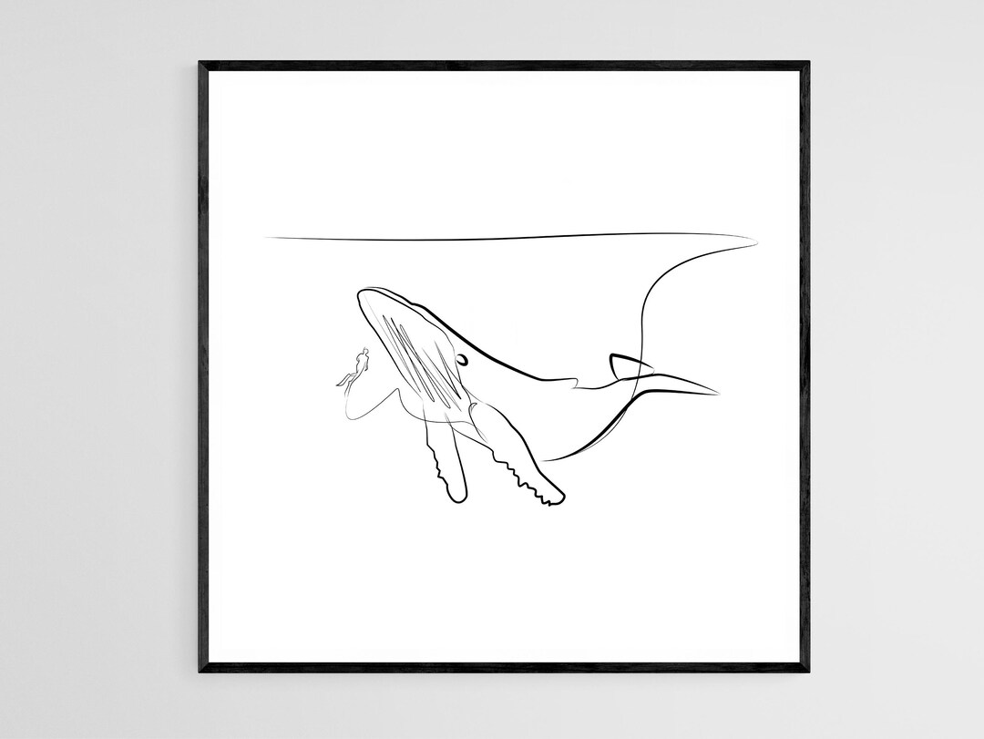 Printable Whale Line Art. Ocean Diver Drawing - Etsy