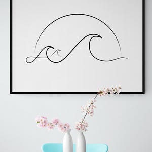 Minimalist Wave Art Print: One Line Ocean Drawing (digital Download) - Etsy