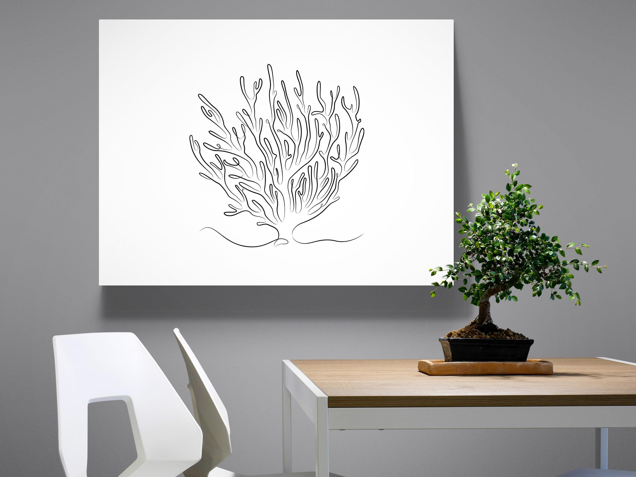 Coral One Line Drawing. Minimalist Printable One Line Art of Sea Life ...