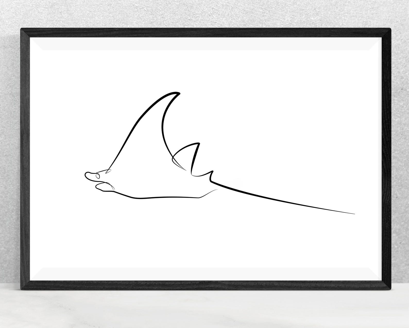 Stylish Printable Minimalist Stingray Line Art for Modern Décor - Etsy