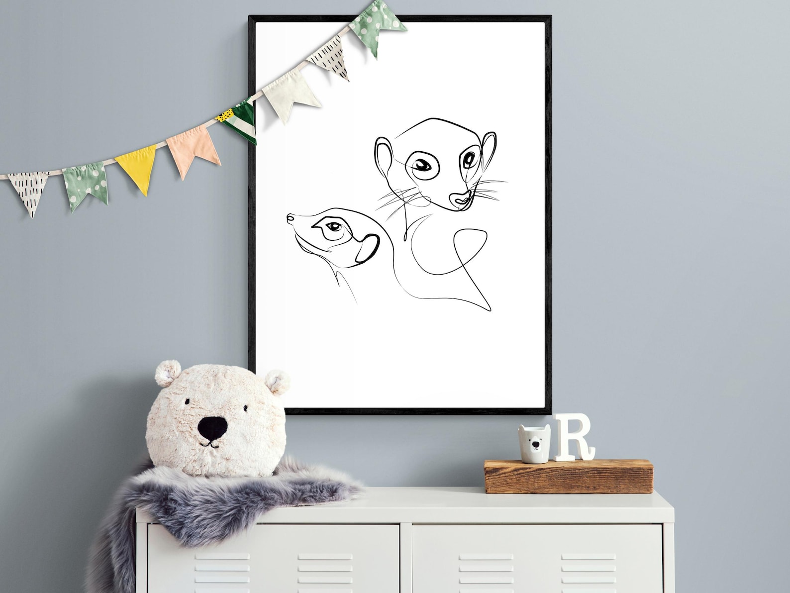 Elegant Minimalist Meerkat Line Drawing Print - Contemporary Wall Art ...