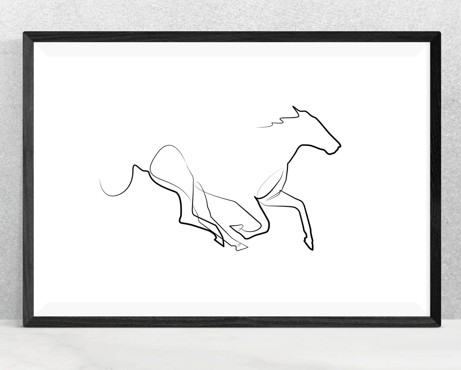 Horse Printable Minimalist Single Line Drawing Art Download - Etsy