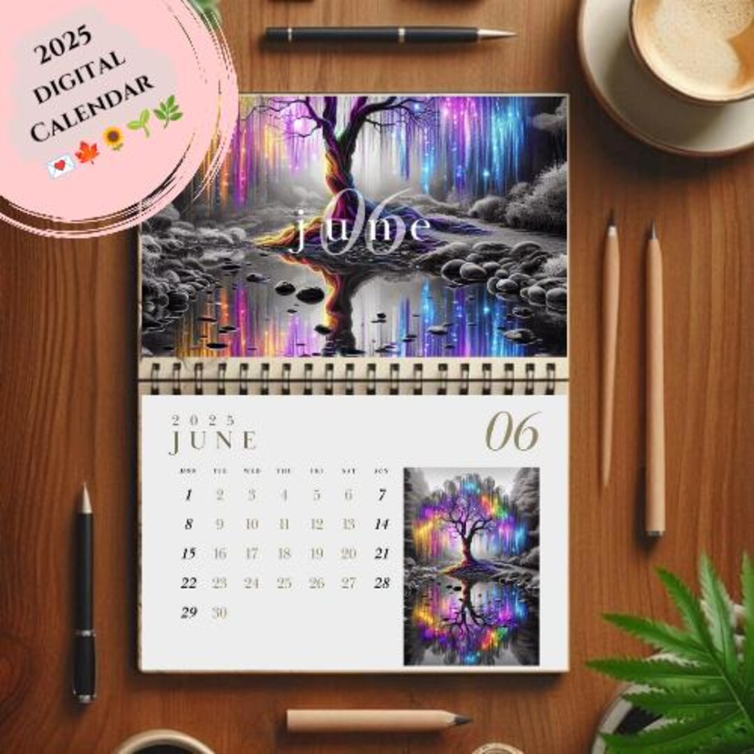 2025 Printable Digital Colors Art Calendar Stunning Art, Monthly Views ...